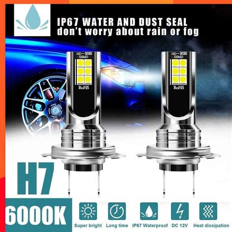 Kit De Bombillas De Faros Led H7 2024 Alta Potencia 100w 6000k Behoros