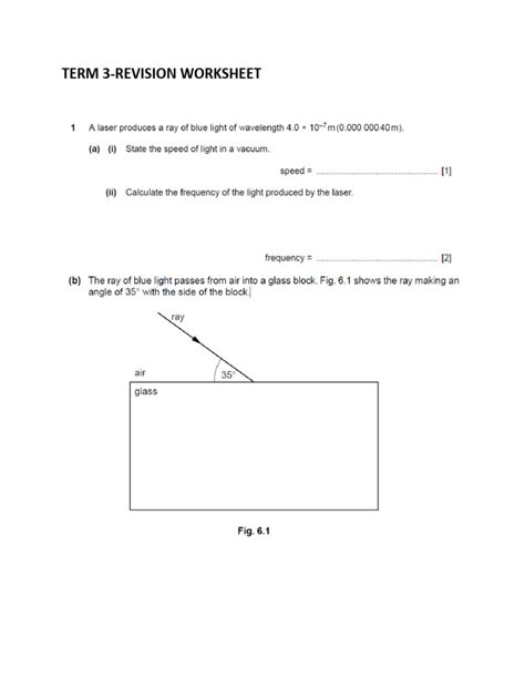 Term 3 Revision Sheet Light Pdf