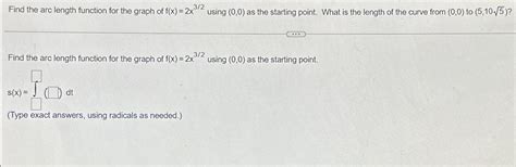 Solved Find The Arc Length Function For The Graph Of Chegg
