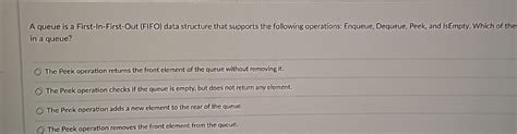 A Queue Is A First In First Out FIFO Data Chegg