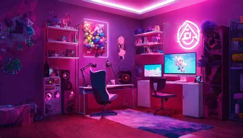 Lexica Cute Air Haired Woman Streamer Gamer Streamers Workplace Pink And Violet Neon 3d