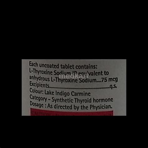 Euthyrox 75mcg Tablet 100s Price Uses Side Effects And Substitutes