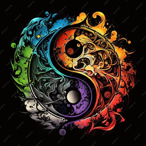 Premium Photo A Colorful Yin Yang Symbol With A Dragon And The Word