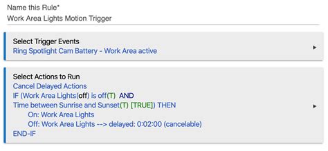 Conditional Motion Light Trigger 📐 Rule Machine® Hubitat