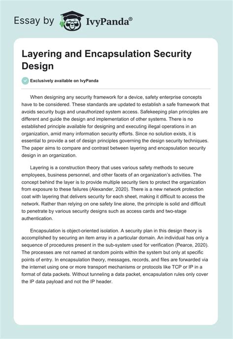 Layering And Encapsulation Security Design 720 Words Essay Example