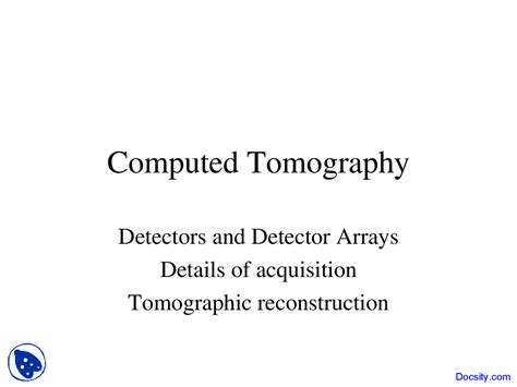 Detectors And Detector Arrays Medical Imaging Lecture Slides Docsity