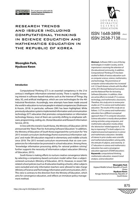 Pdf Research Trends And Issues Including Computational Thinking In