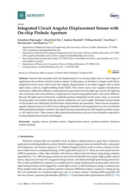 pdf integrated circuit angular displacement sensor with on chip
