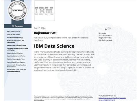 Rajkumar Patil On Linkedin Datascience Ibm Professionaldevelopment Learningjourney Coursera