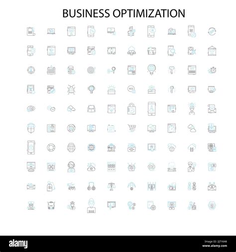 Business Optimization Icons Signs Outline Symbols Concept Linear Illustration Line Collection