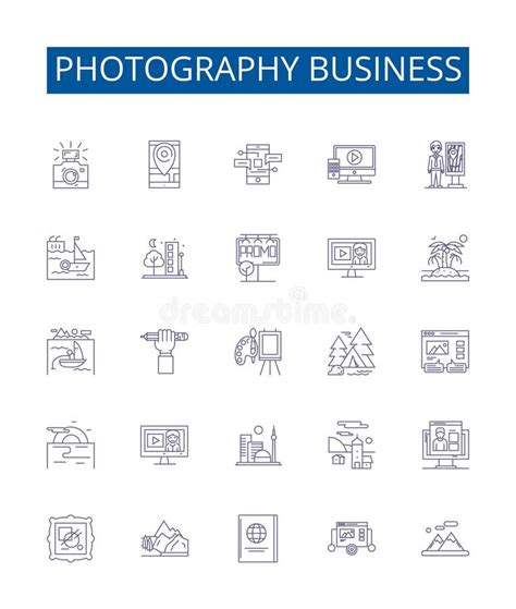 Photography Business Line Icons Signs Set Design Collection Of Photography Business Marketing