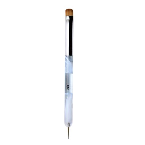 Ppgejgek French Manicure Brush Two Way Nail Art Brush With Dotting