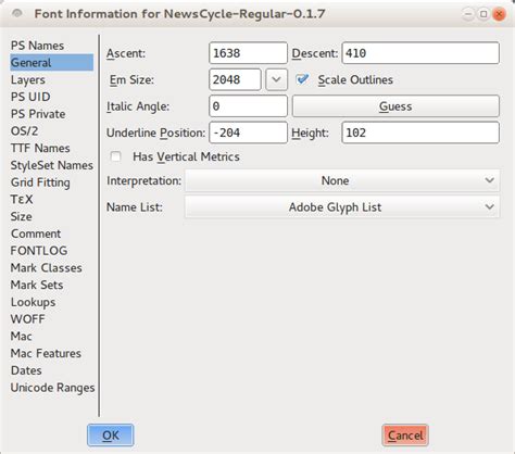 Design With Fontforge Line Spacing