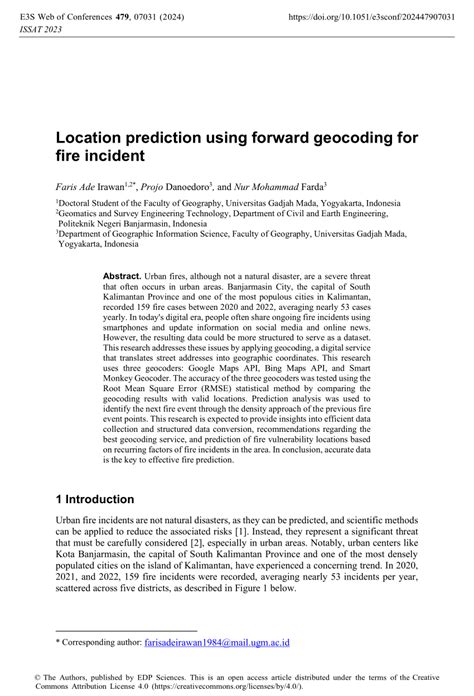 Pdf Location Prediction Using Forward Geocoding For Fire Incident