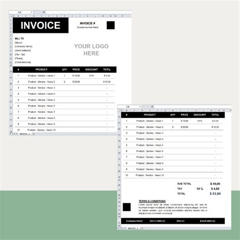 Excel Invoice Template Excel Invoice Spreadsheet Excel Invoice Sheet