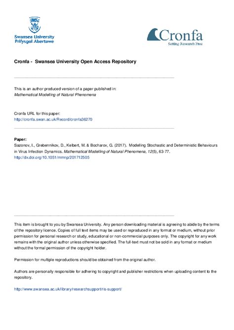 Pdf Modelling Stochastic And Deterministic Behaviours In Virus