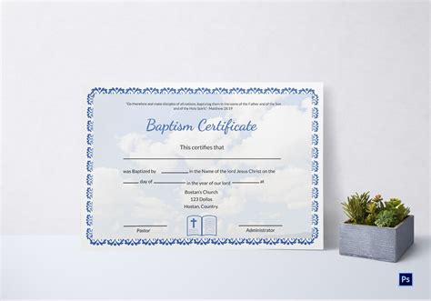 Editable Baptism Certificate Template In Adobe Photoshop Microsoft Word