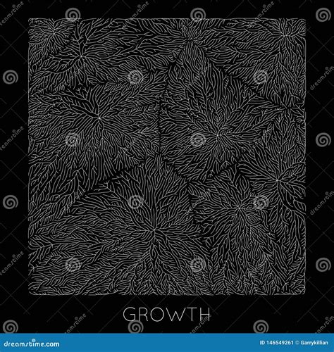 Vector Generative Branch Growth Pattern Square Texture Lichen Like Organic Structure With