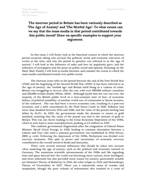 The Interwar Period In Britain Has Been Variously