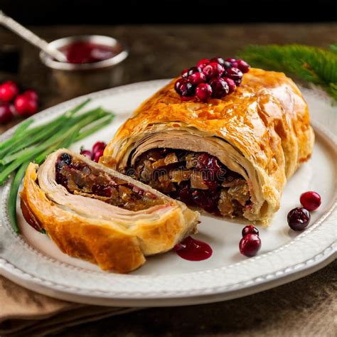 Savory Turkey Wellington With Cranberry Sauce Ai Content Generation