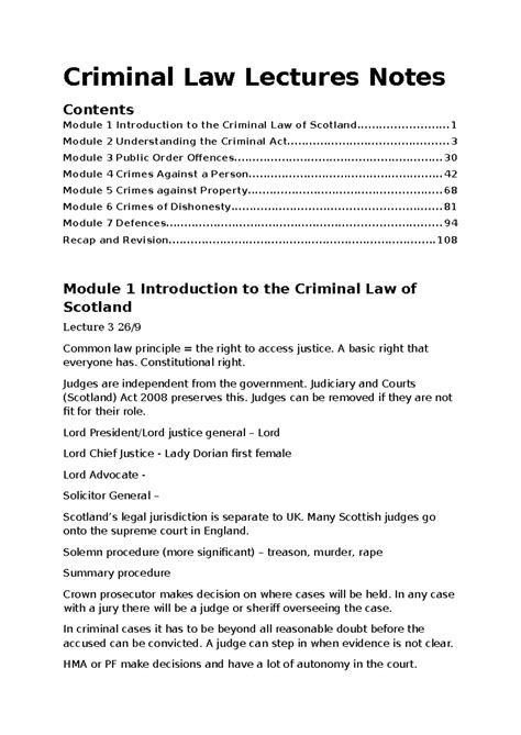 Criminal Law Lecture Notes Criminal Law Lectures Notes Contents Module 1 Introduction To The