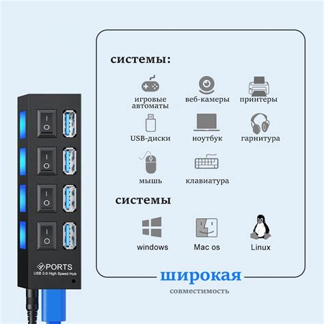 Usb Hub 4 портов с адаптером питания Usb разветвитель для пк ноутбука компьютера Usb хаб 3 0