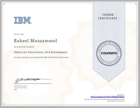 Raheel Muzzammel On Linkedin Ai Development Datascience Courseracertificate Python