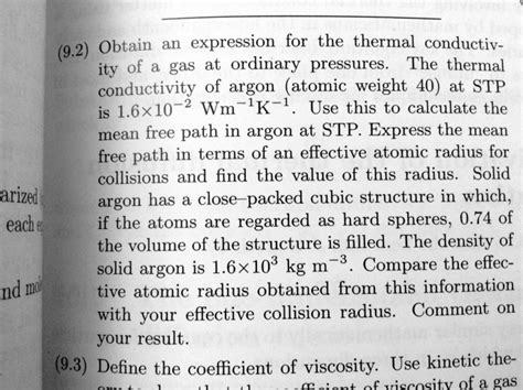 92 Obtain An Expression For The Thermal Conductiv Ity Of A Gas At