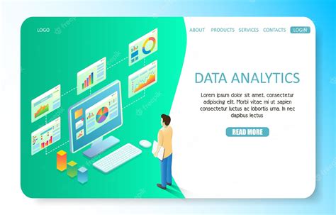 Premium Vector Data Analytics Landing Page Website Vector Template