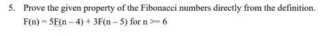 solved 5 prove the given property of the fibonacci numbers