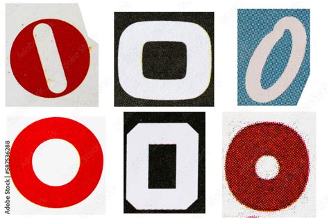 Letter Font O From Printout Magazine Cut Out Collage Element Stock