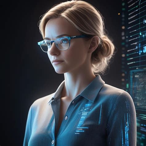 Binary Code Cyber Business Woman Images With Ai Generated 1 Premium