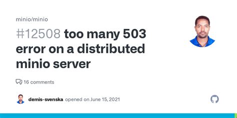 Too Many 503 Error On A Distributed Minio Server · Issue 12508 · Minio