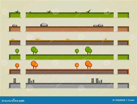 Different Ground Sprites For Creating Video Games Stock Vector