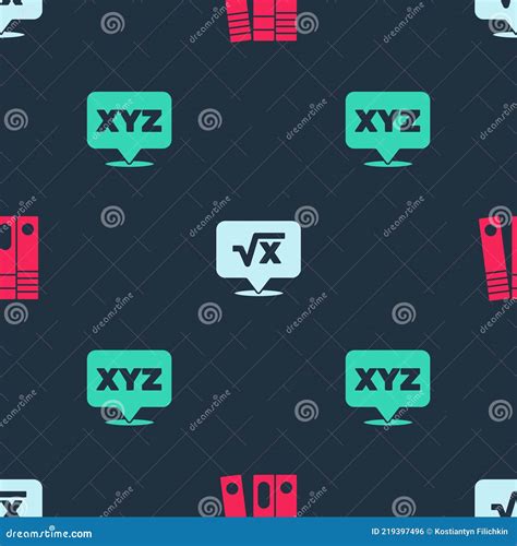 Set Office Folders Square Root Of X Glyph And XYZ Coordinate System On Seamless Pattern Vector
