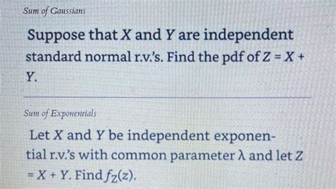 solved sum of gaussians suppose that x and y are independent