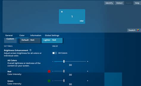 re intel graphics command centre not saving colour settings intel