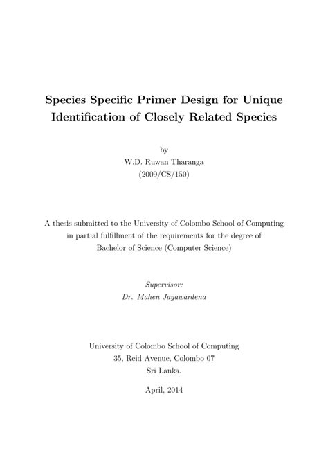 Pdf Species Specific Primer Design For Unique Identification Of