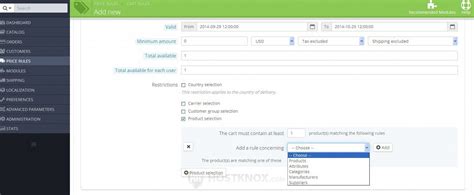 hostknox prestashop 1 5 1 6 shopping cart price rules tutorial