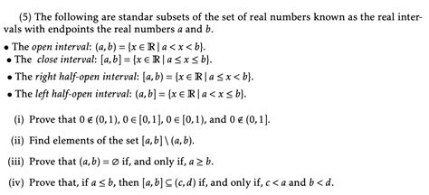 Solved The Following Are Standar Subsets Of The Set Of Chegg Com