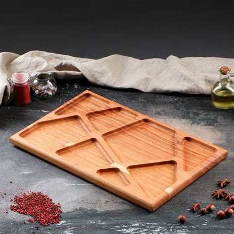 Divided Rectangular Snack Platter Cheese And Charcuterie Board Wooden