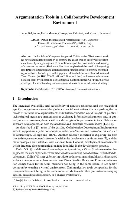 pdf argumentation tools in a collaborative development environment