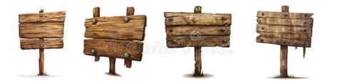 Illustration Of Wooden Road Sign On White Isolate Stock Illustration