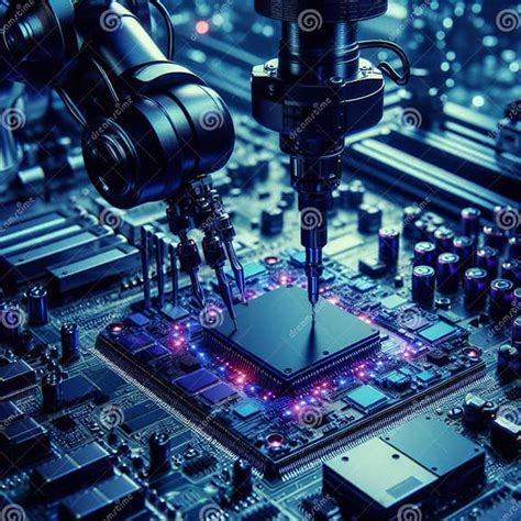 Robotic Arm Assembling Microchip Stock Image Image Of Electronics Innovation 322350169