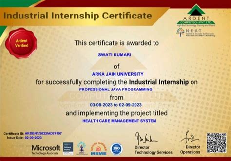 Swati Kumari On Linkedin Hi Connection I Am Happy To Share That I Have Completed My Internship