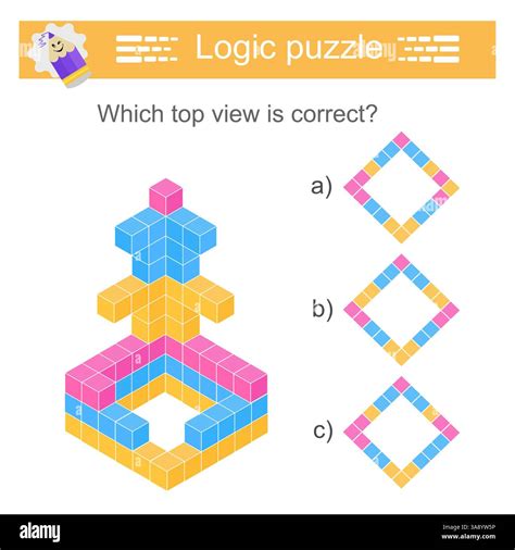 Logic puzzle for children Which top vıew is correct IQ training test