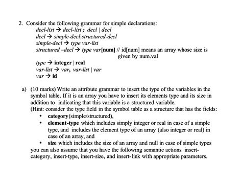 Solved Consider The Following Grammar For Simple