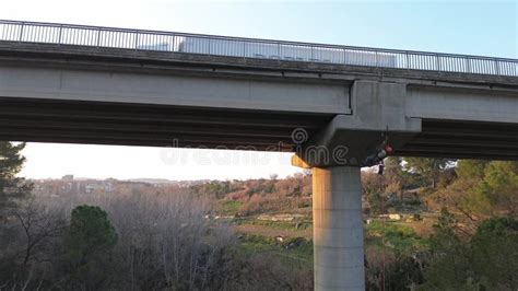 Rope Access Technician Inspecting Bridge Infrastructure Stock Video Video Of Abseiling Access