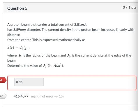 Solved Question Pts A Proton Beam That Carries A Total Chegg