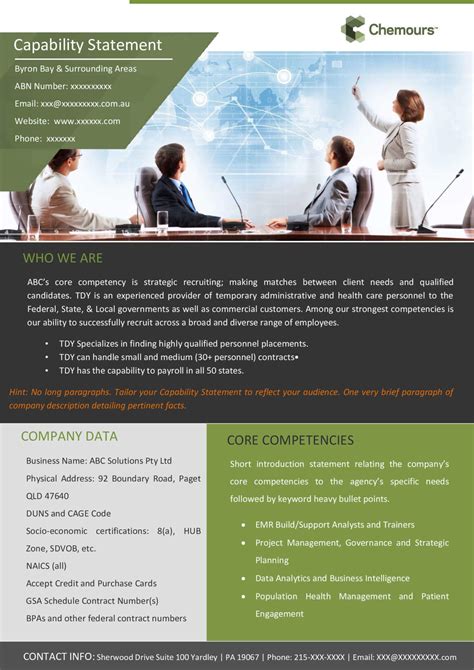 Human Resources Capability Statement Template Capability Statement Lab